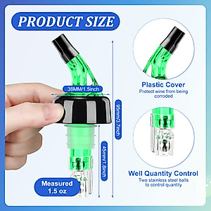 Automatic Measured Bottle Pourer Liquor Measure Pourer Quick Shot Dispenser 1.5 oz Measured Wine Pourers for Home Bar Kitchen Tools (White, Red, Blue, Green, 12 Pack)