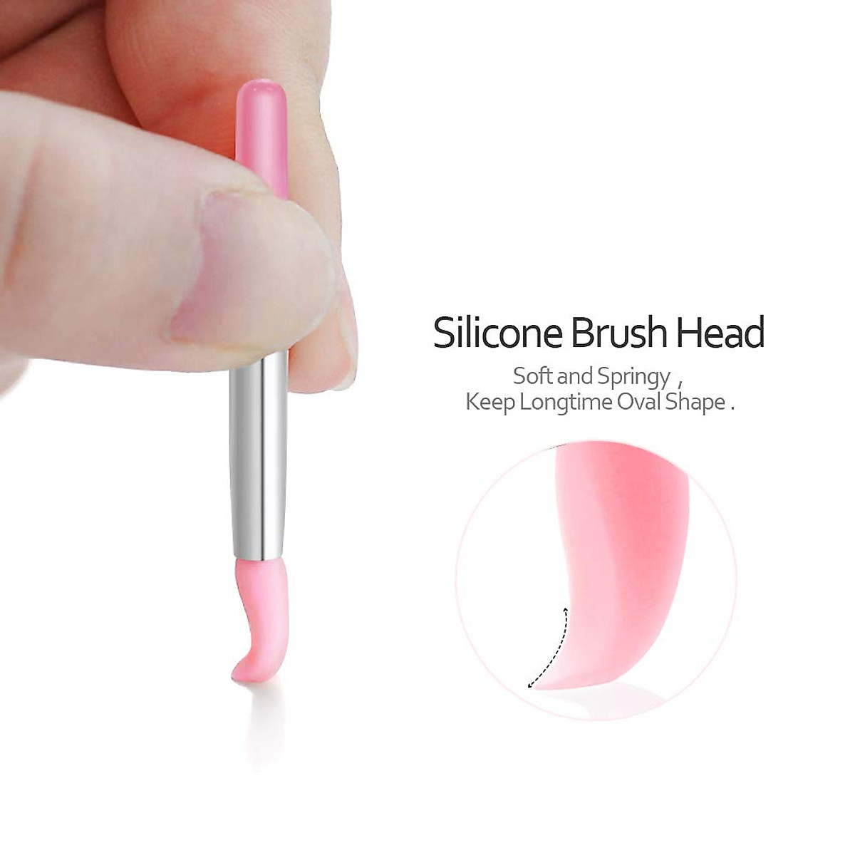 Spove 12pcs Silicone Lip Brush Makeup Eyebrow Lipstick Brushes Applicator Cosmetic Brush Set Silicone Brushes Wands Fit Balm Mask Oil Pink