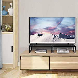 2 Pack- Simple Trending Monitor Stand Riser, Metal Desk Organizer Stand with Anti-slip suction cup for Laptop, Computer, iMac, Pc, Printer, Black