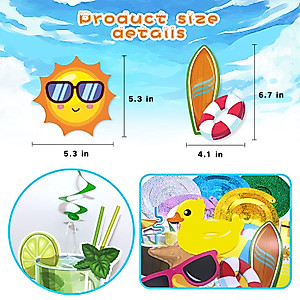 Summer Pool Beach Hanging Swirls 30 Pack Foil Ceiling Hanging Swirls Streams Banner Decorations Garland for Kids Luau Hawaii Baby Shower Celebrating Events Birthday Party Supplies Room Wall Decor