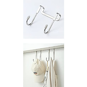 LOVENJOY Over Cabinet Hooks Stainless Steel Metal, Double S Shaped Hangers Rack Holder for Drawer Closet Kitchen, 2 Pcs