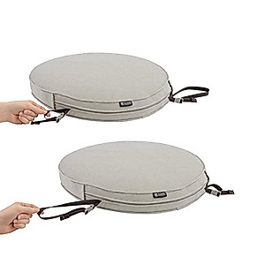 Classic Accessories Montlake FadeSafe Water-Resistant 18 x 2 Inch Round Outdoor Chair Seat Cushion Slip Cover, Patio Furniture Cushion Cover, Heather Grey, Patio Furniture Cushion Covers