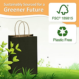 BagDream Gift Bags Kraft Paper Bags 100Pcs 5.25x3.75x8 Inches Small Shopping Bag Kraft Bags Party Bags Black Paper Bags with Handles Bulk