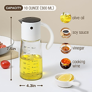 Vucchini Olive Oil Dispenser Bottle for Kitchen Cooking - Auto Flip Vinegar Dispenser Container- Leakproof Glass Cruet with Non-Drip Spout Dispenser (white and yellow)