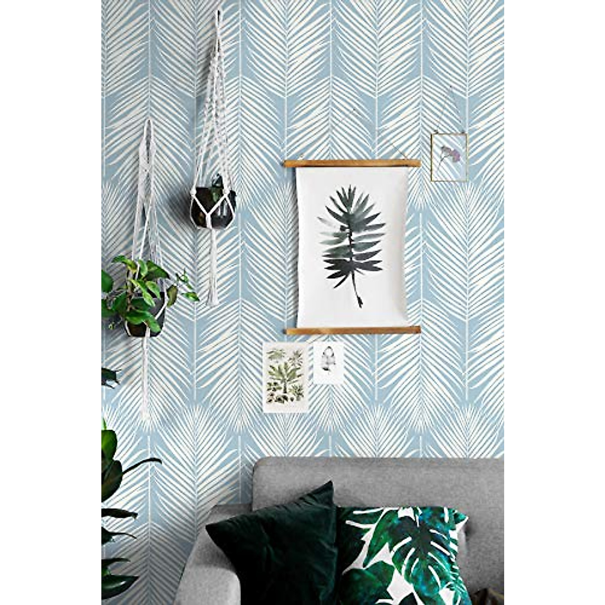 NextWall Palm Silhouette Coastal Peel and Stick Wallpaper (Hampton Blue)