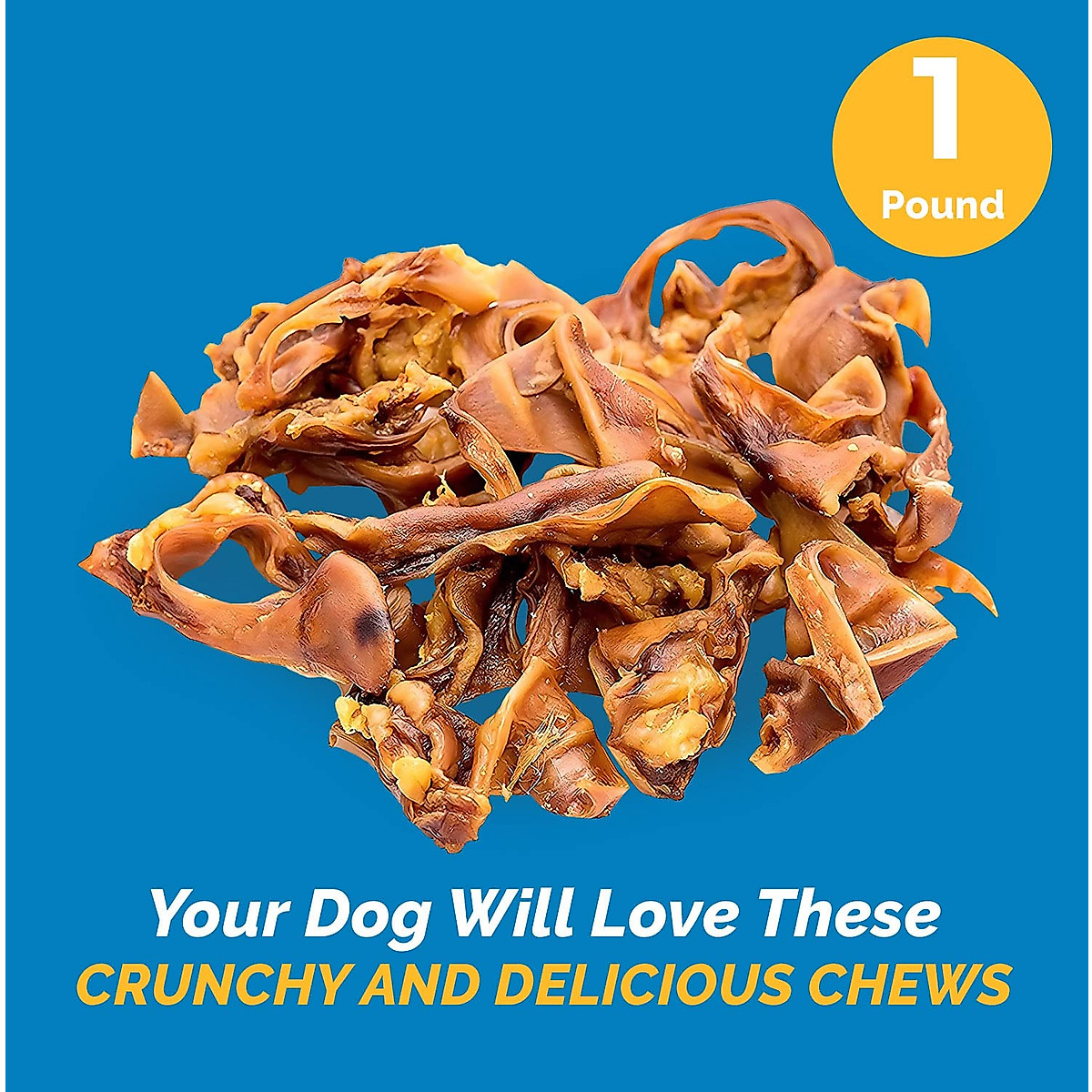 123 Treats - Pig Ears for Dogs - 1lb All-Natural Pork Chews, Dental Care Treats for Small to Large Breeds