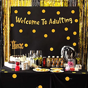 Welcome To Adulting Gold Glitter Banner – 18th and 21st Birthday Banner - Graduation Party Decorations Favors and Supplies