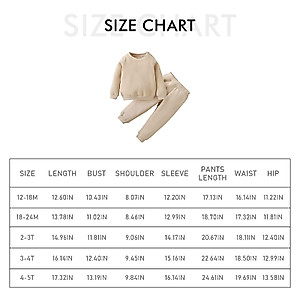 SOBOWO 5t Sweatsuits Toddler Boy Sweatshirt Baby Boys Winter Clothes Long Sleeve Pullover Sweatshirt Pants 2Pcs Kids Winter Outfits Set (Beige, 4-5T)