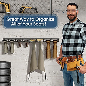 zacurter Boot Rack, Wader Hangers for Boot, Metal Wall Mounted Shoe Rack, 4 Pair Boot Organizer Rack for Tall Boots and Cowboy Boot, Boot Trays for Entryway,Garage (2 Pack)