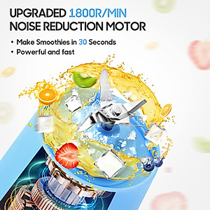 Spardar Portable Blender for Shakes and Smoothies, 4000mAh Personal Blender with 6 Blades, USB Rechargeable Blender Bottles Electric, Mini Blender Cup Portable Juicer for Home Sports Outdoors (Blue)