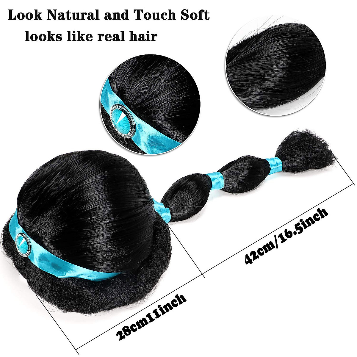 Tacobear Jasmine Costume for Girls Arabian Sequined Jasmine Dress up with Wig Tiara Wand Cosplay for Kids (130(5-6T), 01 Jasmine Costume with Wig)