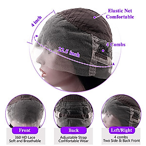 Lzlefho HD Transparent 360 Lace Front Wigs Human Hair 180% Density Pre Plucked 360 Body Wave Full Lace Human Hair Wigs for Women with Baby Hair Natural Color (28inch)