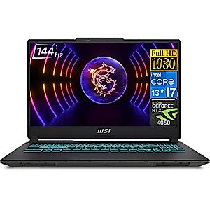 MSI Cyborg Gaming Laptop 2023 Newest, 15.6" IPS FHD 144Hz Display, 13th Gen Intel Core i7-13620H Processor, NVIDIA GeForce RTX 4050 Graphics, 32GB DDR5 RAM, 2TB SSD, Wi-Fi 6, Windows 11 Home
