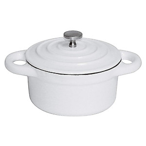 BelleVie White Enameled Cast Iron Mini Dutch Oven, Dia 4" x H 2", 8 1/2 Oz."
