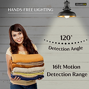 VOLANSON TECHNOLOGIES Motion Sensor Light Bulbs with Dusk to Dawn Sensor Indoor Motion Detector Bulb for Front Door, Porch, Garage, Security Automatic LED Lightbulb 12W Warm White 3000K E27