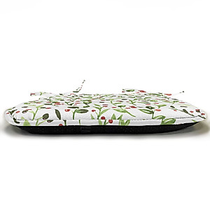 Lunarable Floral Chair Seating Cushion Set of 2, Watercolor Cherry Bloom Branches Leaf Field Fruit Print, Anti-Slip Seat Padding for Kitchen & Patio, 16"x16", Lime and Fern Green Red