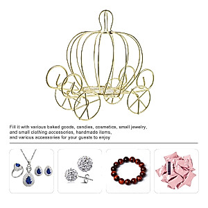 SEWACC Pumpkin Carriage Metal Candy Box Decorative Princess Carriage Candy Cart Candy Container Tabletop Decoration for Halloween Wedding Party