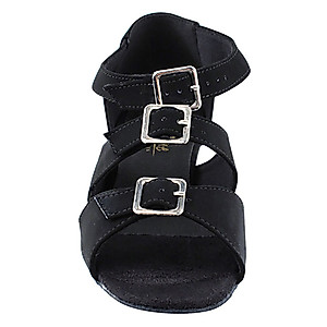 Very Fine Dance Shoes - Ladies Practice, Cuban Low Heel Ballroom Dance Shoes - 1679-1.5-inch Heel and Foldable Brush Bundle - Black Nubuck - 7.5