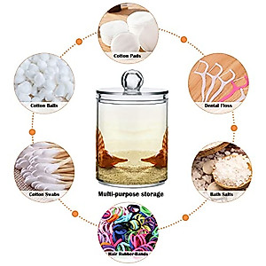 YYZZH Seashell Starfish On Beach Sand Tropical Summer 2 Pack Qtip Holder Dispenser for Cotton Swab Ball Round Pads Floss 10 Oz Apothecary Jar Set for Bathroom Canister Storage Makeup Organizer