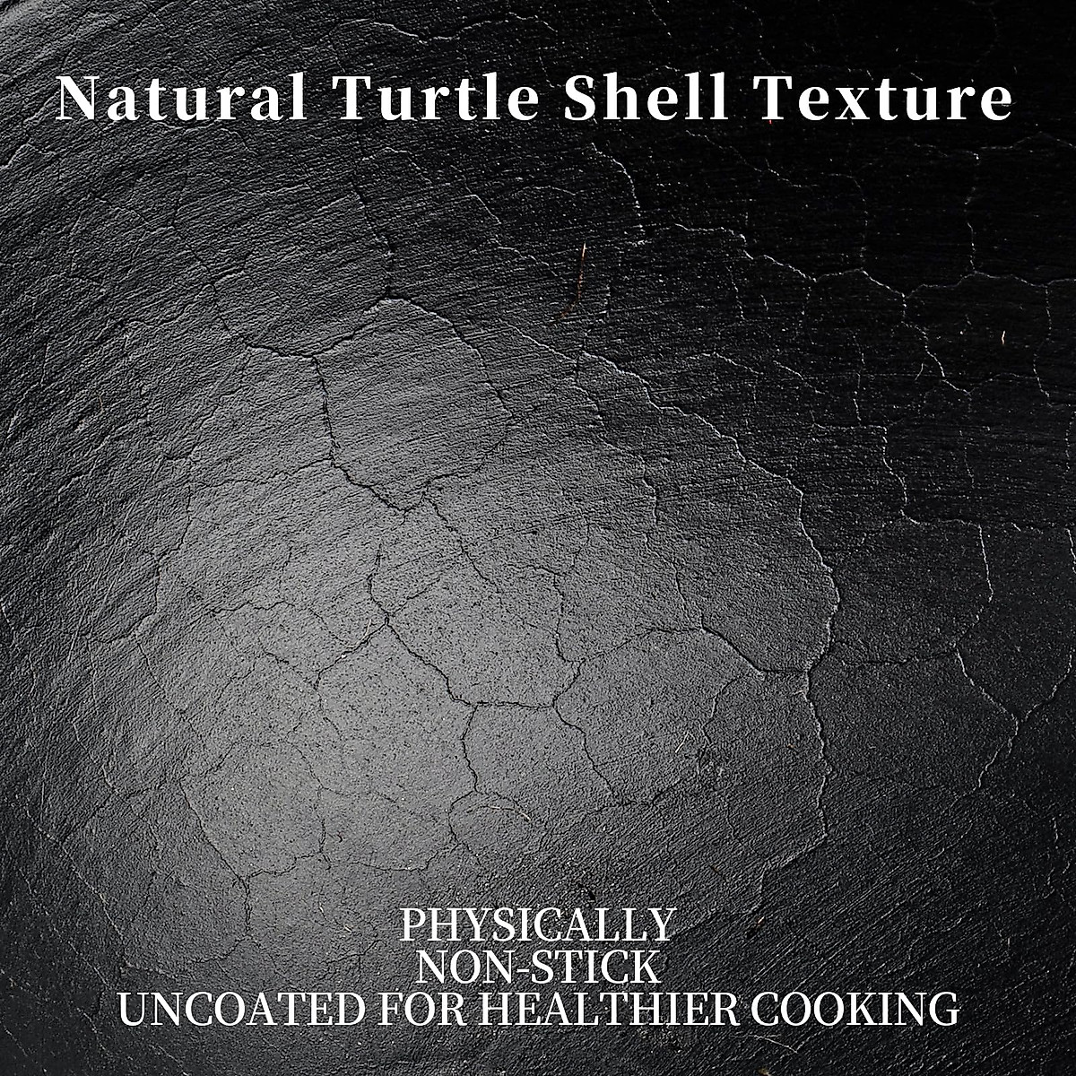 WANGYUANJI Cast Iron Wok,12.59'' Flat Bottom Wok with Glass Lid,Suitable for All Cooktops, Uncoated Craft Wok Healthy Cooking Wok