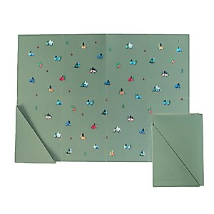 Austin Baby Co Silicone Placemat – Stain Resistant Portable Place Mats – Food Grade Silicone, Dishwasher Safe and Folds into Pocket for Easy Storage On The Go (Camper Sage Green)