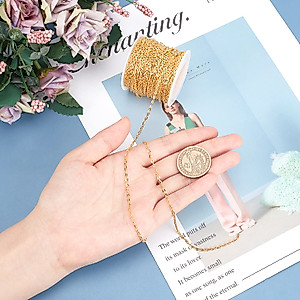 Pandahall 32 ft Necklace Chains Golden Iron Cross Chains Link Cable O-Shaped Chain for Necklace Jewelry Accessories DIY Making-3x2.2x0.6mm