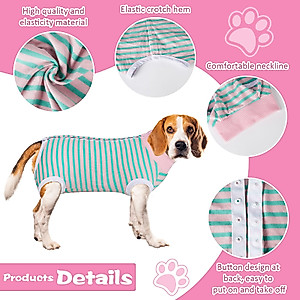 Khatibb Dog Surgical Recovery Suit Soft Breathable Dog Bodysuit E-Collar & Cone Alternative Surgical Suit, Dog Stripe Onesie Anti Licking Wounds Spay Suits for Male and Female