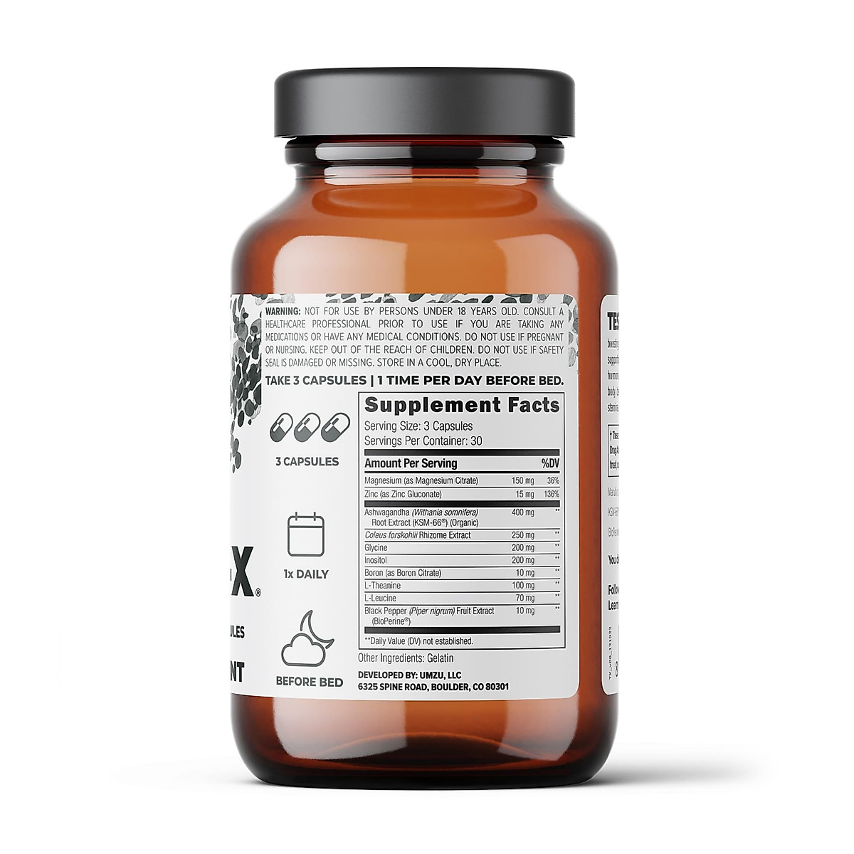 UMZU Testro-X - Testosterone Support Supplement to Support Healthy Testosterone Production, Blend of Vitamins, Minerals, and Herbs - (30 Day Supply 90 Capsules)