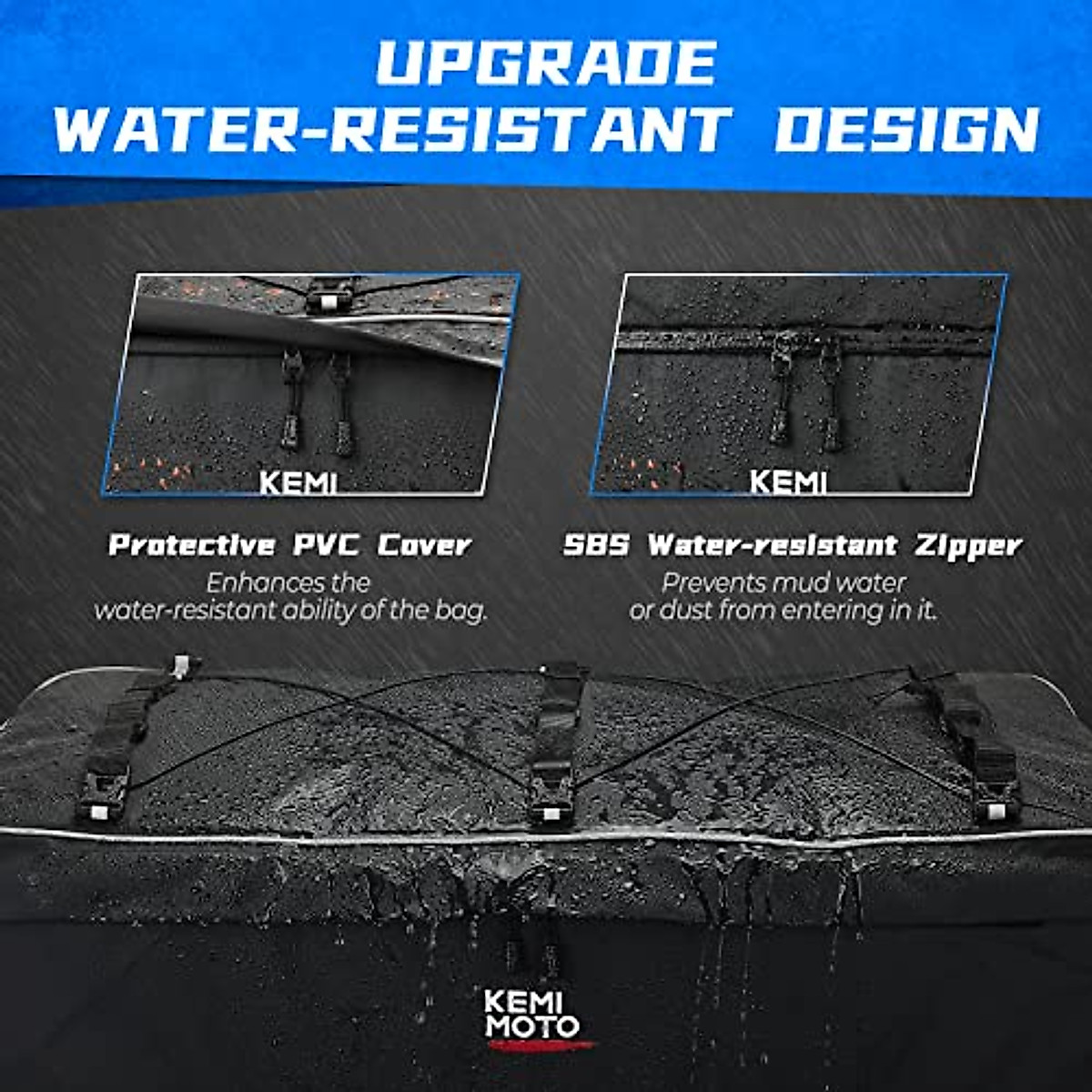 KEMIMOTO ATV Gear Bag for Front Rear Rack, ATV Storage Bags Water-Resistant Adjustable Divider Board Additional Cooler, Rack Bag for Four Wheeler ATV UTV,Black