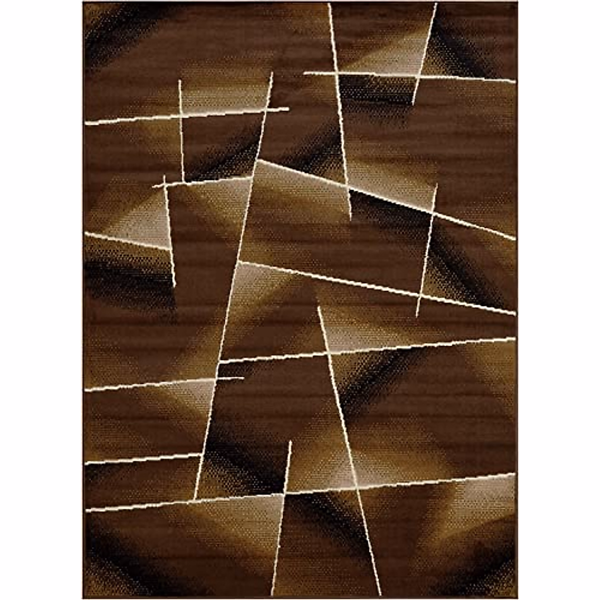 Champion Rugs Indoor Abstract Lines Brick Geometric Fabric Brown Area Rug Carpet (7’ 8” X 10’ 8”)