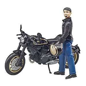 Bruder 63050 Scrambler Ducati Cafe Racer Motorcycle Bike for 48 months to 180 months with Driver Figurine and Accessories