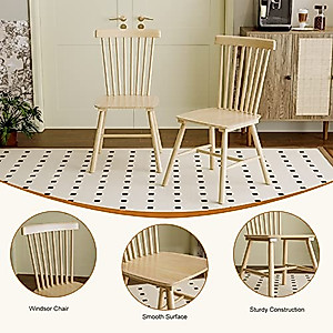 IKIFLY Solid Wood Dining Chairs Set of 2, Mid Century Modern Wooden Dining Room Chairs, Windsor Chairs Rubberwood Side Chairs for Kitchen, Dining Room - Natural