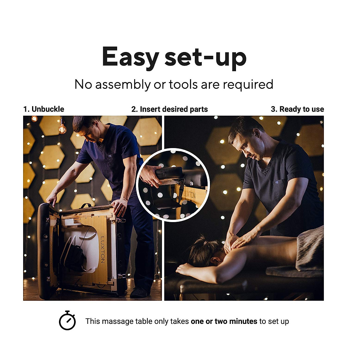 Luxton Home Memory Foam Massage Table Portable Foldable Massage Bed Adjustable Height, 72 inches Long, 27 Inches Wide, Home Salon Spa Bed with Carrying Case, Easy Set Up