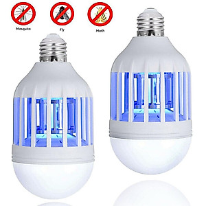 2 PACK Bug Zapper Light Bulb 2 in 1 LED Electronic Light Trap for Fruit Flies, Mosquito, Bug, Insect and Fly Control Killer - Traps