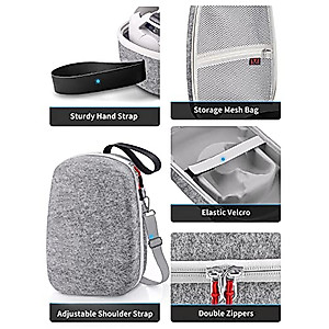 TOENNESEN Hard Carrying Case Compatible with Meta/Oculus Quest 2 VR Headset with Official Elite Battery Strap and Touch Controllers Accessories, Lightweight for Travel and Home Storage(Grey)