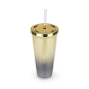 Radiance Ombre 24oz Tumbler by Blush | Reusable, Leak-Proof, Travel, Clear Plastic, Slim, Iced Coffee Cup with Silicone Seal, Screw-On-Lid, and Straw