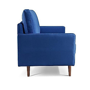 American Furniture Classics Blue 57 Inch Wide Upholstered Two Cushion Loveseat with Square Arms Velvet, 57" x 32" x 37"