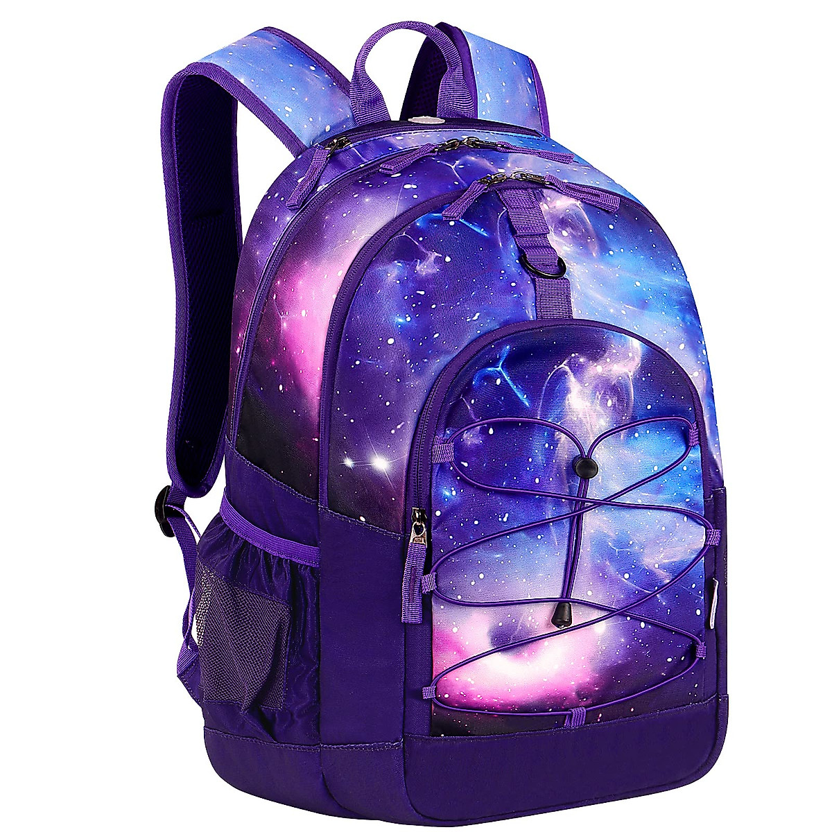 Choco Mocha Purple Backpack for Teen Girls, Travel School Backpack for Girls Middle School Large Bookbag 18 Inch, Galaxy