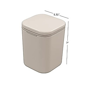 Morcte 1-Pack 0.5 Gallon Tiny Trash Can, 2 L Mini Desktop Garbage Can with Push Button Lid, White