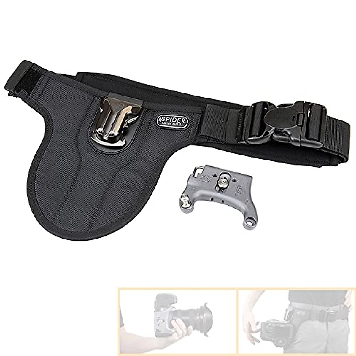 Spider Holster – SpiderPro DSLR Single Camera System v2 for Carrying ONE Professional Camera and Heavy Gear Featuring Belt with Built-In Self-Locking Camera Holster for Secure Quick-Draw Camera Access