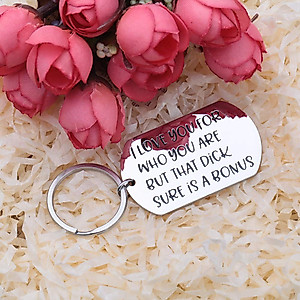 Eunigem Funny Keychain for Boyfriend Husband Gifts from Girlfriend Wife Anniversary Valentine's Day Christmas Adult Humor Mature Sexy Sarcasm Naughty Gag Gift Idea for Men Him Fiance