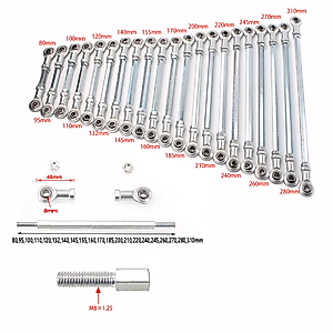 Yuejing 310mm Steering Tie Rod kit Ball Joint M8 Ball Joiner Bolt Tie Rod for 50cc 70cc 90cc 110cc 125cc 200cc 250cc Quad Dirt Bike ATV Go Kart