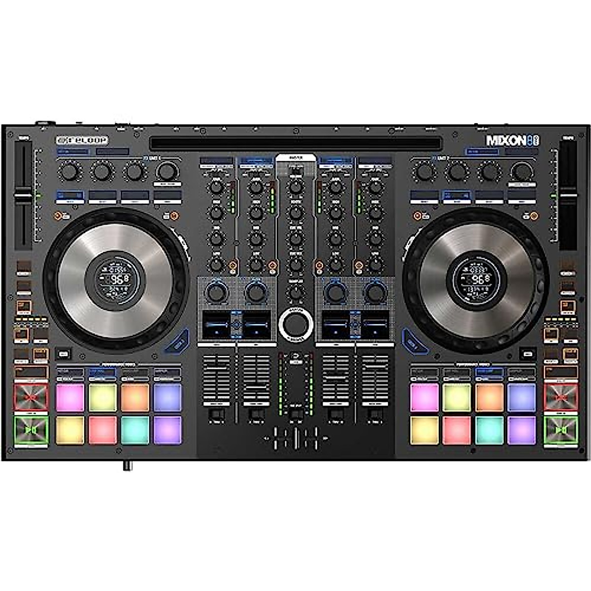 Reloop MIXON 8 Pro DJ Controller for Serato DJ and Algoriddim djay Software Bundle with Gator GMC-2222 Mixer Dust Cover, Polsen Studio Headphones, and 2x XLR-XLR Cable