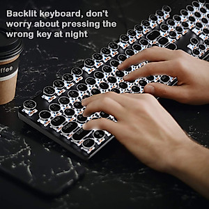 PC Gaming Mechanical Keyboard with LED White Backlit Light, 104 Keys Anti-Ghosting, Blue Switch Typing Key Caps and USB Connection for Computer