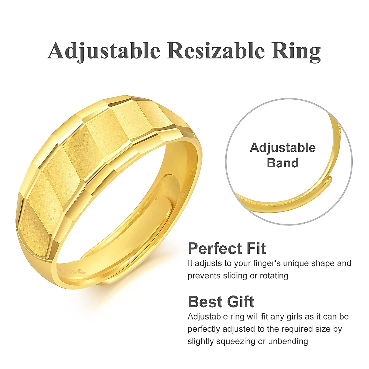 CHOW SANG SANG 999.9 24K Solid Gold Price-by-Weight 2.99g Gold Modern Stripe Band Ring for Women 82817R | Size Adjustable