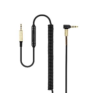 weishan QC35 Coiled Audio Cable Replacement for Bose 700 Quietcomfort 35 II/35/25 On-Ear 2/OE2i Soundtrue/Soundlink, in-line Mic Control Headphone Cord Works on iOS/Android 8ft