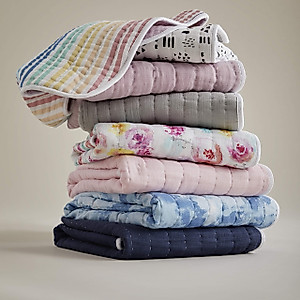 HonestBaby Quilted Baby Blankets Reversible Organic Cotton for Infant Boys, Girls, Unisex, Rose Blossom/Dip Dye, One Size