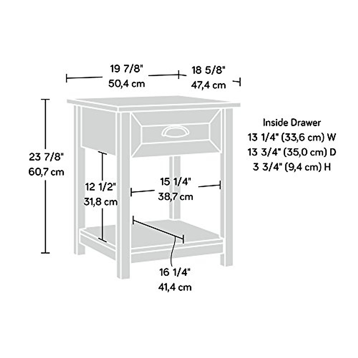 Sauder County Line Side Table/Night Stand, Salt Oak Finish