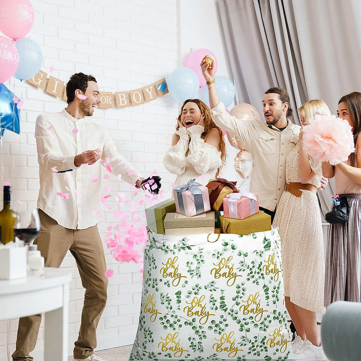 Yingzhao 2 Pcs 80 x 60 in Jumbo Bike Gift Bags Large Baby Shower Bags Large Eucalyptus Gift Bags Plastic Birthday Gift Sack for Birthday Baby Shower Favors Holiday Bicycle Bag