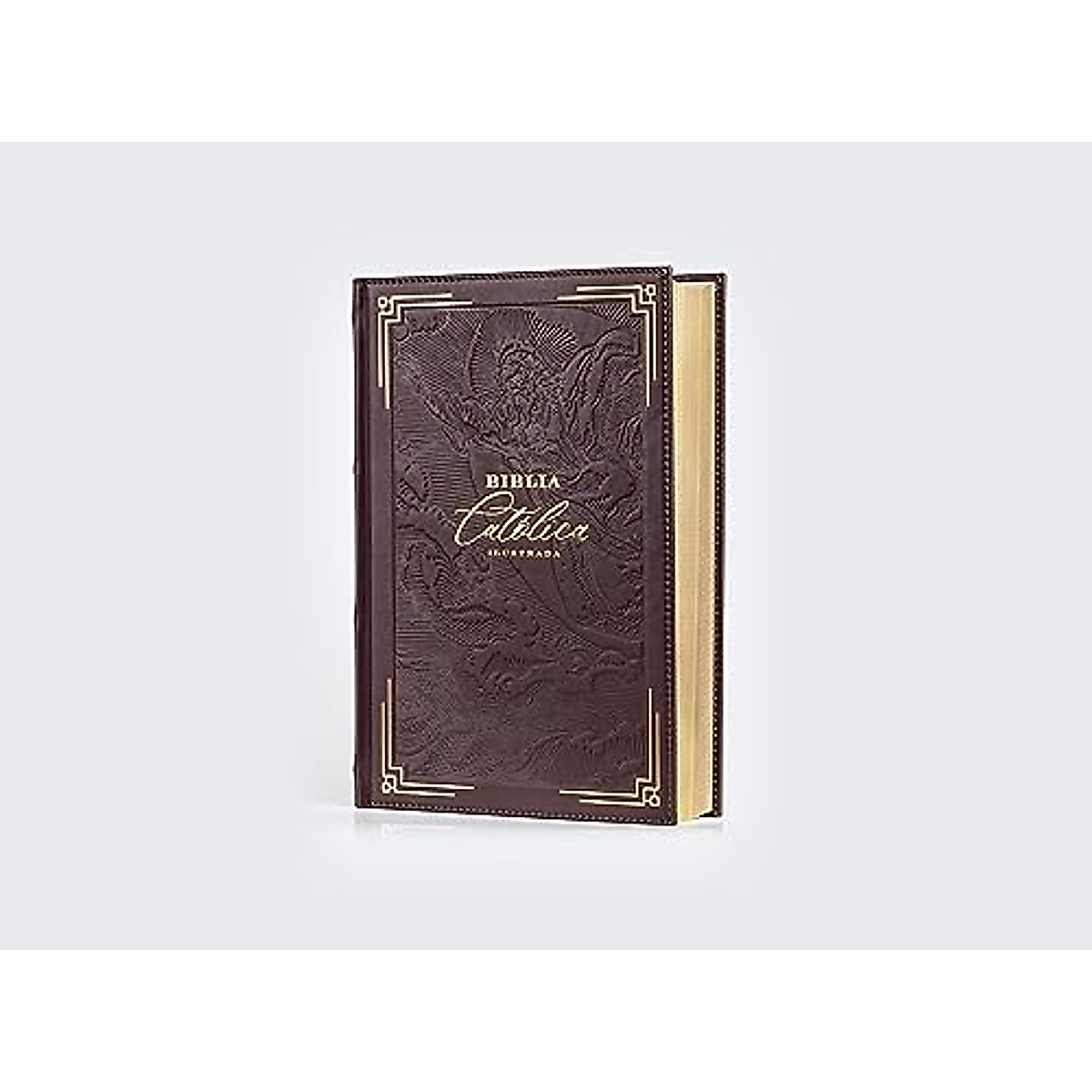 Biblia Católica, Ilustrada, Piel genuina, Café, Comfort Print (Spanish Edition)